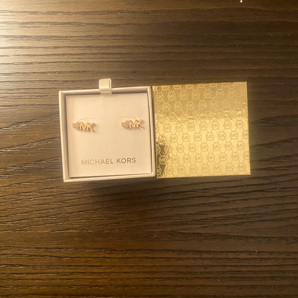 Michael Kors | Jewelry | New Michael Kors Rose Gold Mk Logo Earrings ...